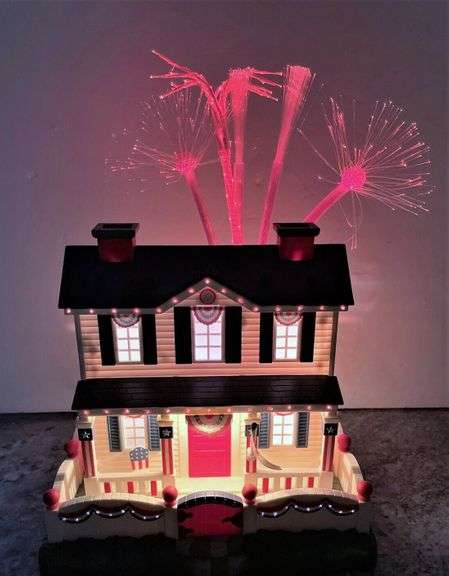 Patriotic July 4th Lighted House with Color Changing Fiber Optic ...
