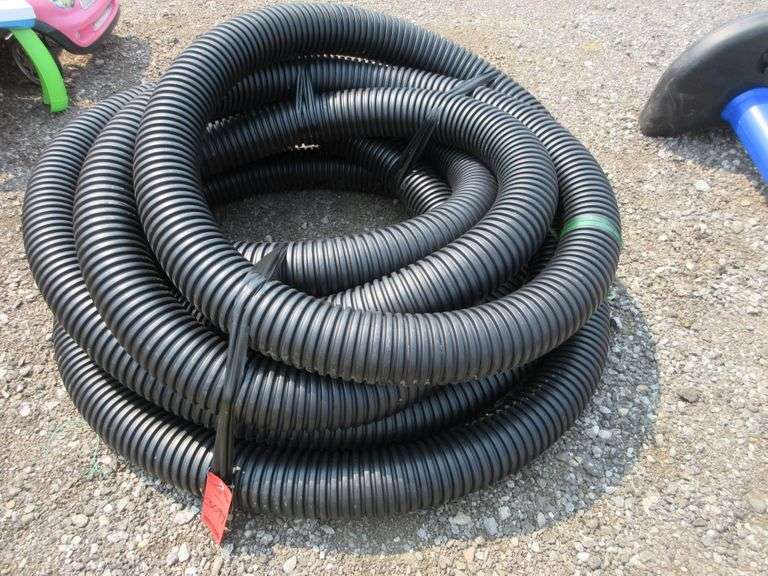 70' PVC Black 4" Drain Tile, Corrugated - Albrecht Auction Service