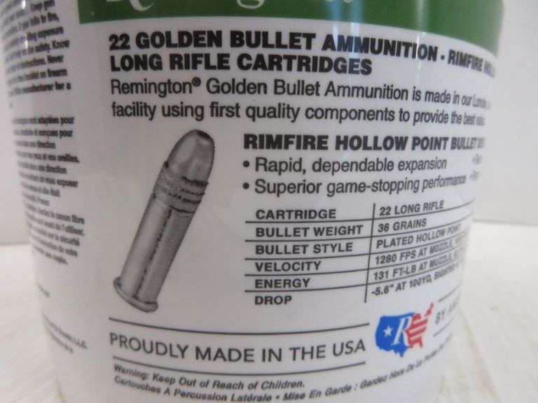 (1,400) Rounds of Remington .22 LR Golden Bullets Bucket-o-Bullets, 36 ...