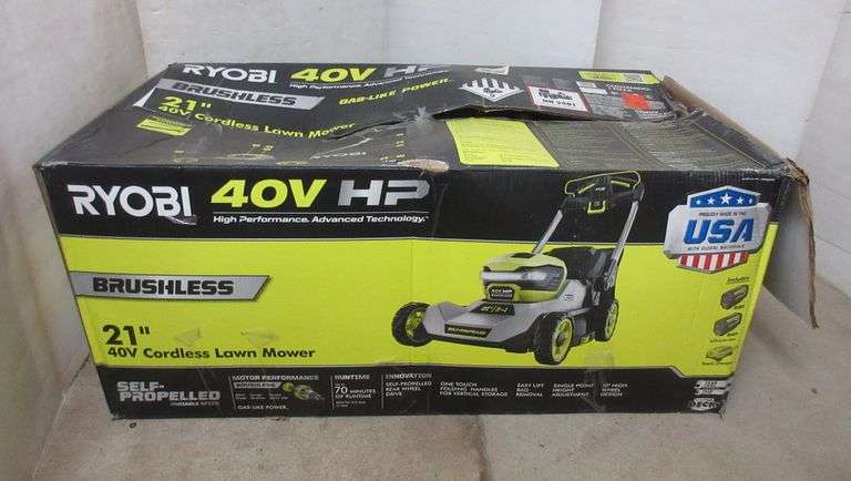 Ryobi 40V 21" Self-Propelled Mower with Key, Bagger, Chute, and Mulch ...