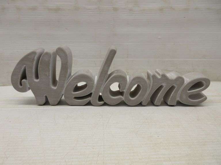 Cement Welcome Sign - Albrecht Auction Service