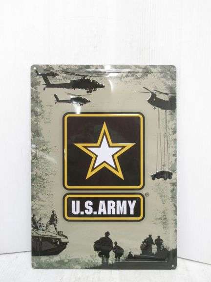 US Army Metal Sign, Raised Letters and Emblem - Albrecht Auction Service