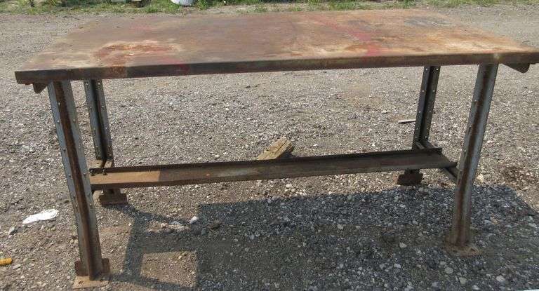 Heavy Steel Industrial Workbench with Steel Legs - Albrecht Auction Service