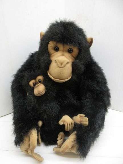 (2) Hansa Brand Black Chimpanzee Monkey Stuffed Collectible Animals ...