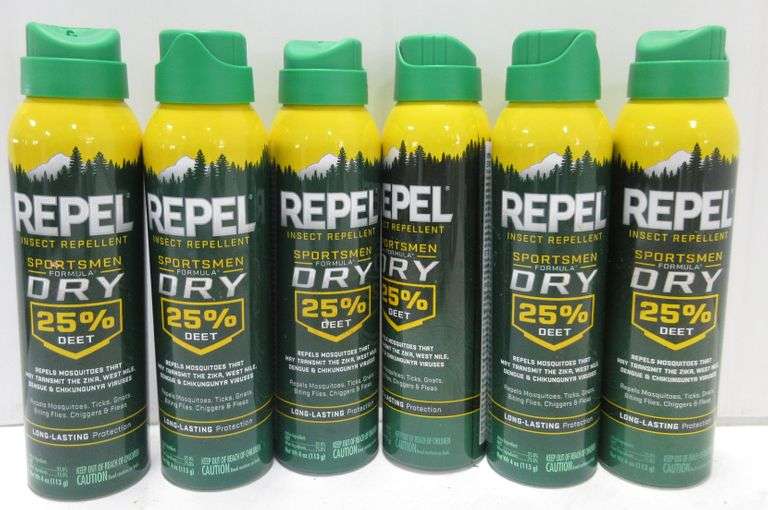 (6) Repel Insect Repellent Dry Formula, 25% Deet, Repels Ticks ...