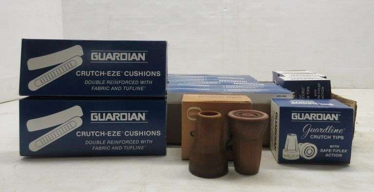(5) Boxes of Crutch Tips, (10) Boxes of Crutch Hand Grips, and (8 ...