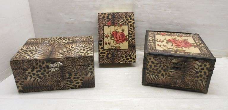 African Animal Print Theme Storage Boxes - Albrecht Auction Service