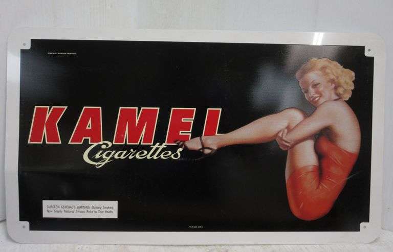 Metal Kamel Cigarettes Sign, RJ Reynolds Tobacco Co. Printed in Corner ...