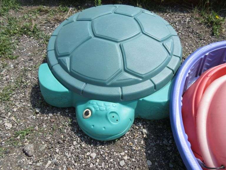 Little Tikes Turtle Sandbox, Step 2 Ladybug Sandbox, and Purple Pool ...