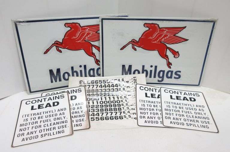 (2) Reproduction Mobil Gas Signs, and Decals - Albrecht Auction Service