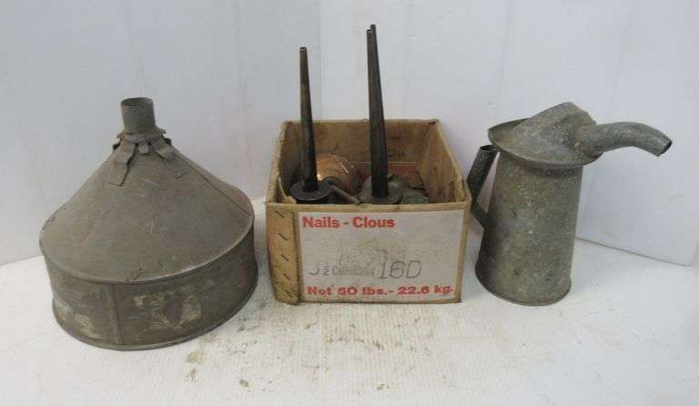 Antique Oil Cans, Ford Embossed and Eagle, Nice; Galvanized Large ...