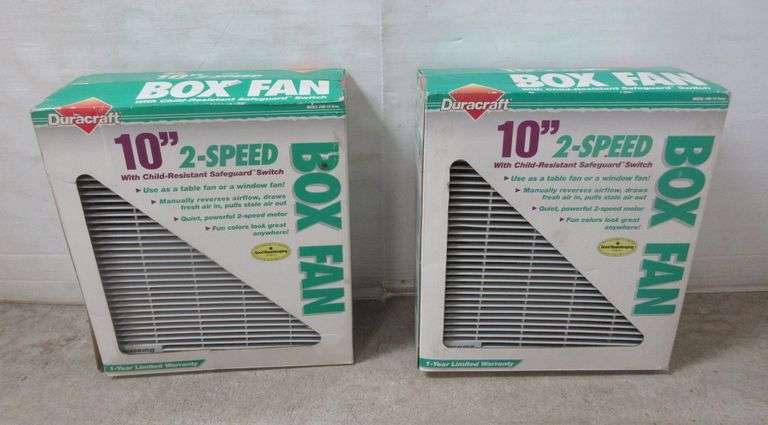 (2) Two-Speed Box Fans - Albrecht Auction Service