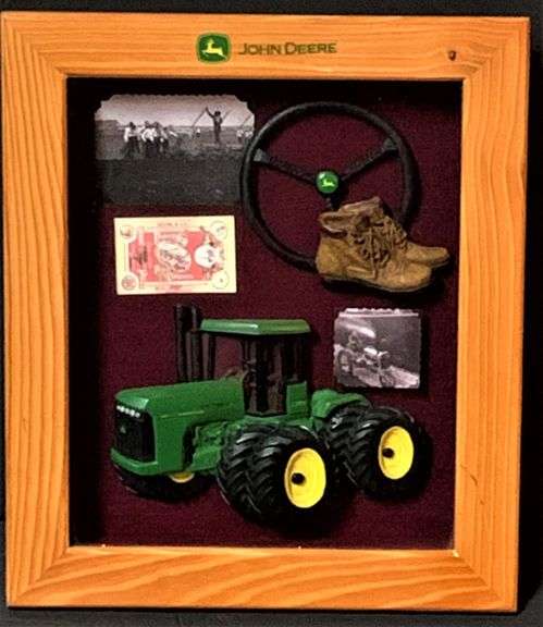 John Deere Tractor Shadow Box with Solid Wood Frame - Albrecht Auction ...