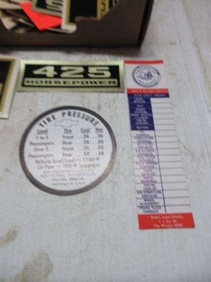 Over (100) 1960s-1970s Chevy Engine Decals - Albrecht Auction Service