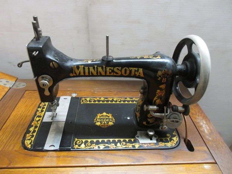 Antique Sewing Machine Cabinet with Ornate Minnesota Sewing Machine ...