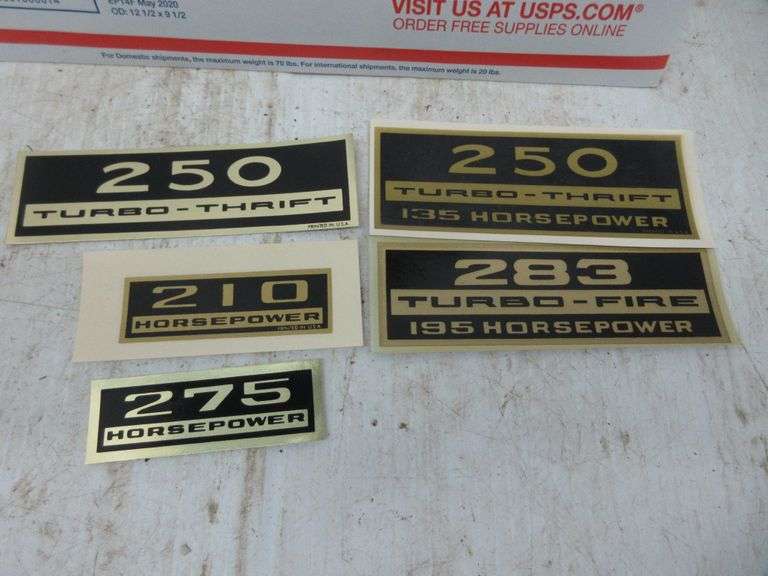 1960s to 1970s GM Chevy Engine Decals - Albrecht Auction Service