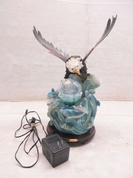 Fiber Optic Eagle Statue, Glass Ball Lights Up and Turns, Eagle Wings ...