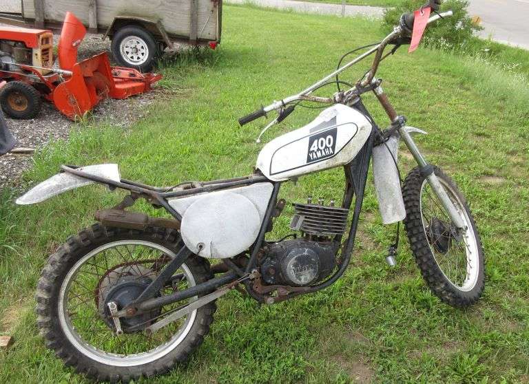 1975 Yamaha MX400 Dirt Bike, Bill of Sale, and Box of Parts in Office ...