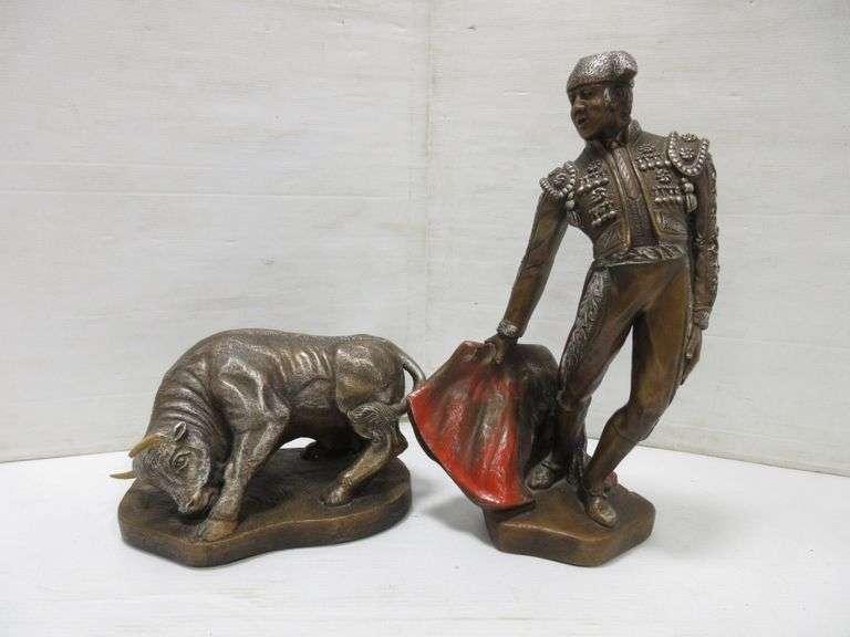 Older Bull and Matador Mid-Century Statues, Marked "Marwal" - Albrecht ...