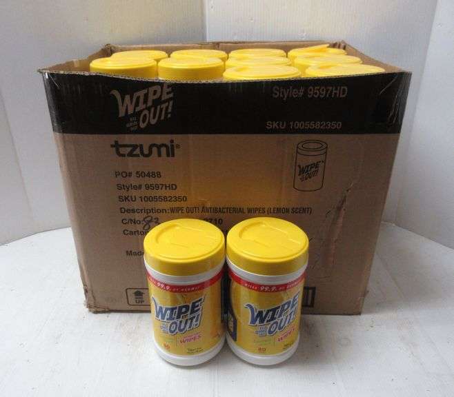 (24) Containers of Wipeout Antibacterial Wipes, Lemon Scented, 80 Wipes ...