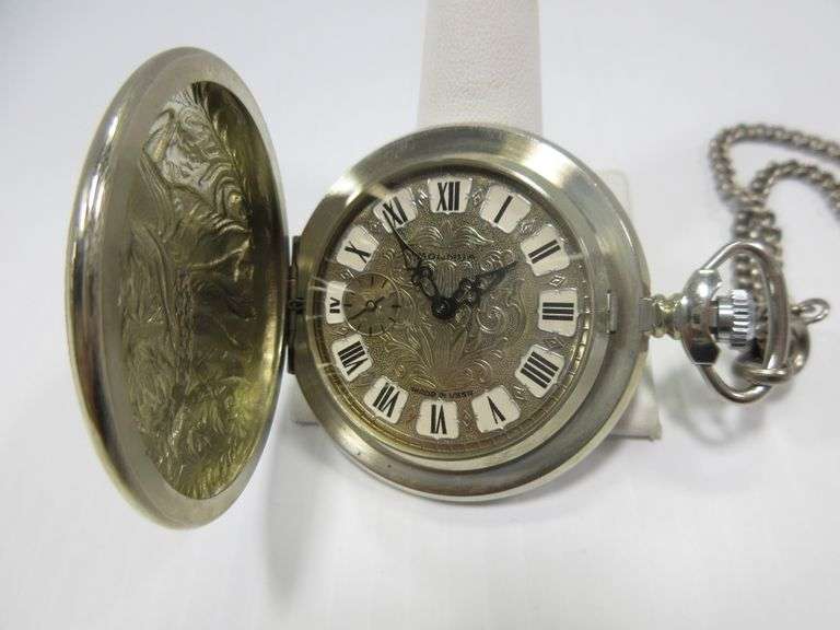 1980's Russian Pocket Watch with Three Graces on Case and Leaf and Vine ...