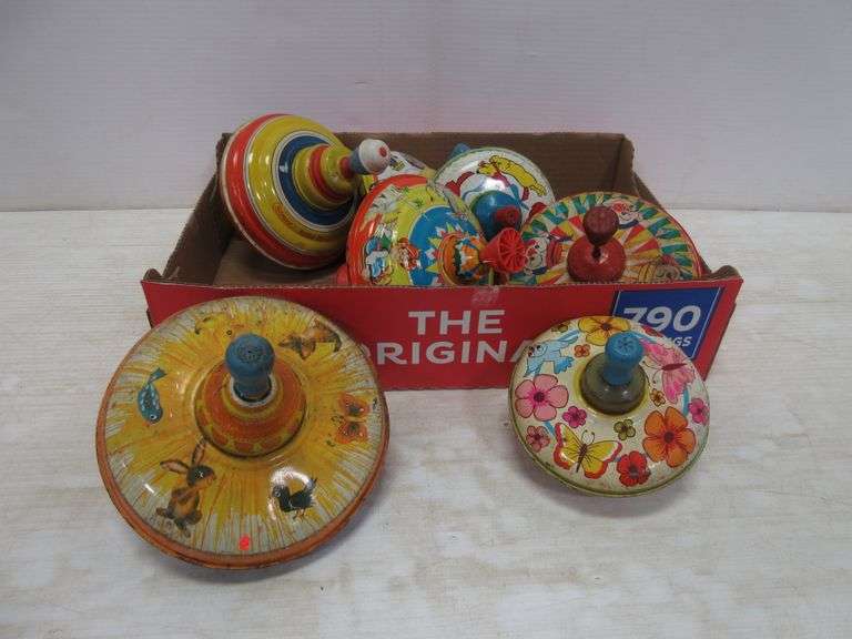 (7) Tin Toy Tops from 1950's to 1960's, Most by Ohio Art Toy Company ...