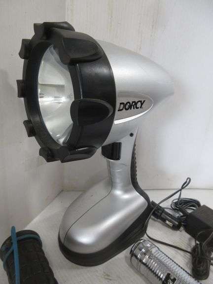Dorcy Spotlight with (2) Chargers for AC and 12VDC, and (2) Flashlights ...
