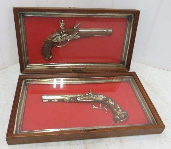 (2) 1960s Flintlock Pistol Shadow Box Wall Art by Turner - Albrecht ...