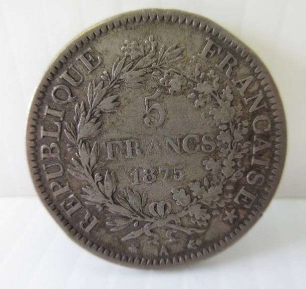 French Five Francs 1875 A Liberte Egalite Fraternite - Albrecht Auction ...