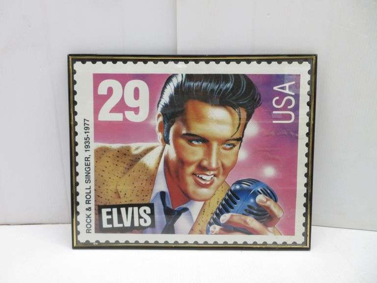 Framed Elvis Stamp Print - Albrecht Auction Service