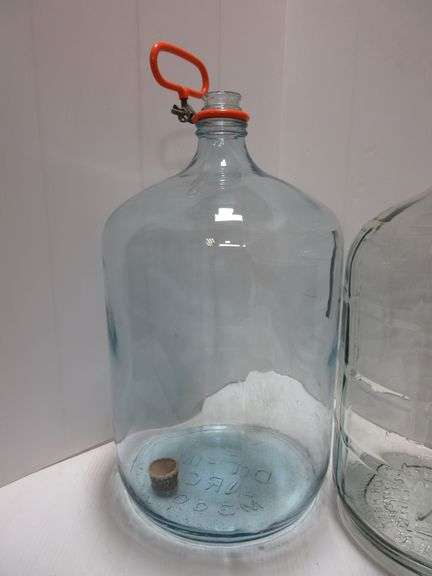 (2) Five-Gallon Glass Bottles with Handles - Albrecht Auction Service