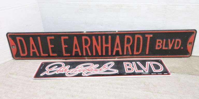 (2) Dale Earnhardt Metal Signs - Albrecht Auction Service