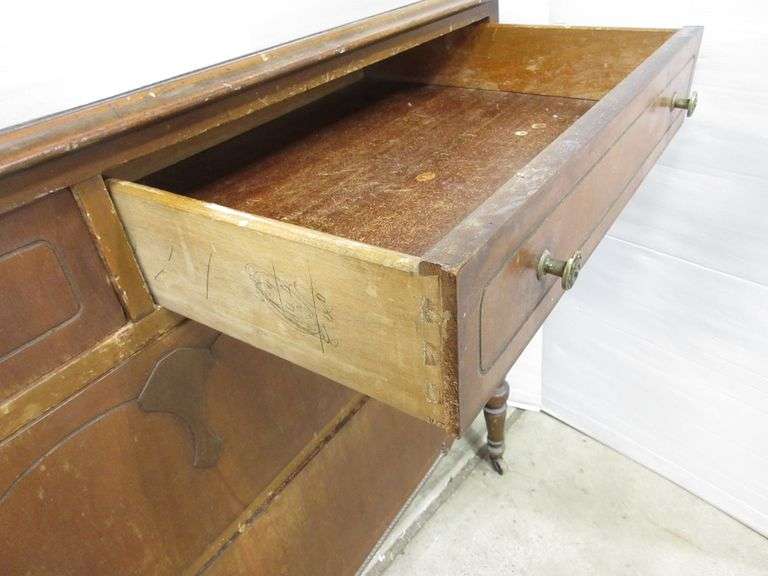 Four-Drawer Antique Dresser/Buffet with Wood Caster Wheels - Albrecht ...