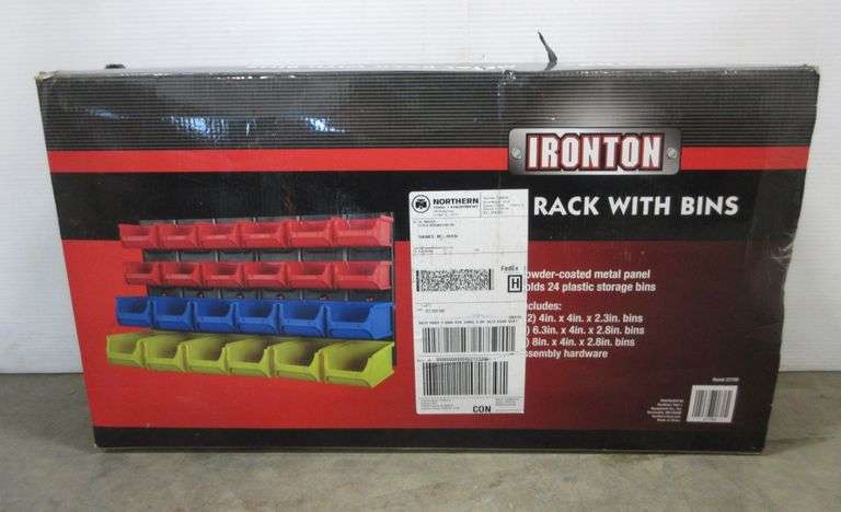 Ironton Parts Bins with Rack, Includes (24) Bins with Hardware ...