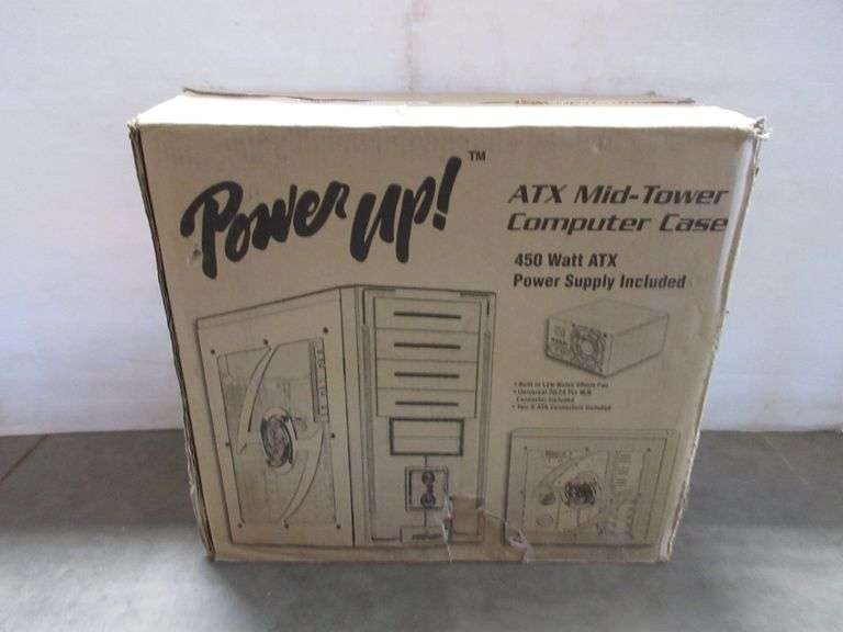 Black Power Up ATX Mid Tower Computer Gaming Case with 450W ATX Power ...