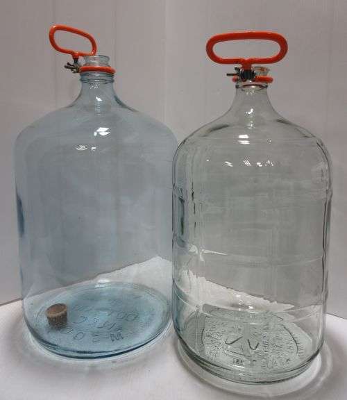 (2) Five-Gallon Glass Bottles with Handles - Albrecht Auction Service