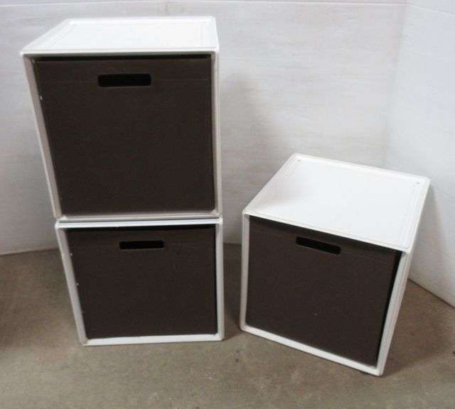 (3) Stacking Plastic Cubes with Bins - Albrecht Auction Service