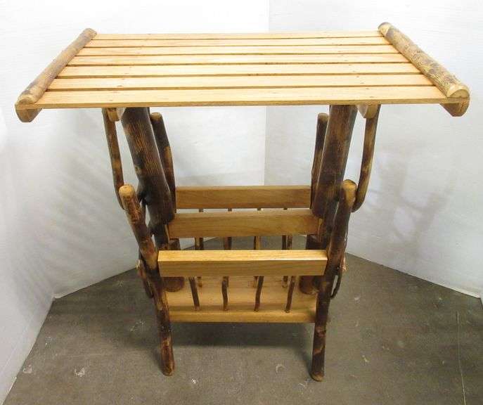Hickory Bentwood End Table/Magazine Rack Combo - Albrecht Auction Service