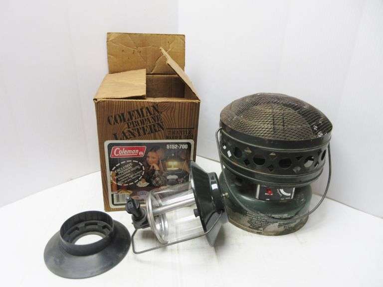 5152 Coleman Propane Lantern with Base in Original Cardboard Box, and a 1969 Model 513 Heater ...