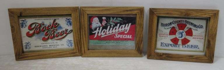 (3) Sebewaing Beer Signs from Sebewaing Brewery, Framed - Albrecht ...