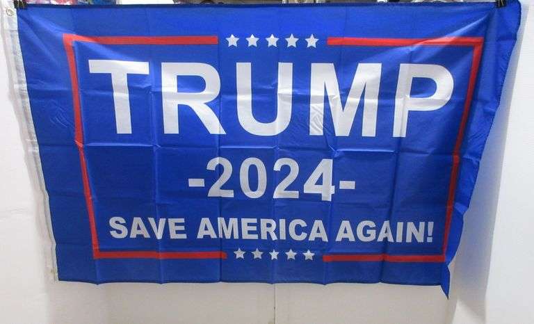"Trump 2024 Save America Again" Flag - Albrecht Auction Service