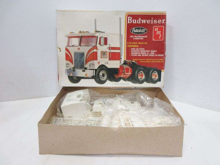 (3) Budweiser Models: 1- Fruehauf 40' Semi, 1/25 Scale; 1- Peterbilt ...