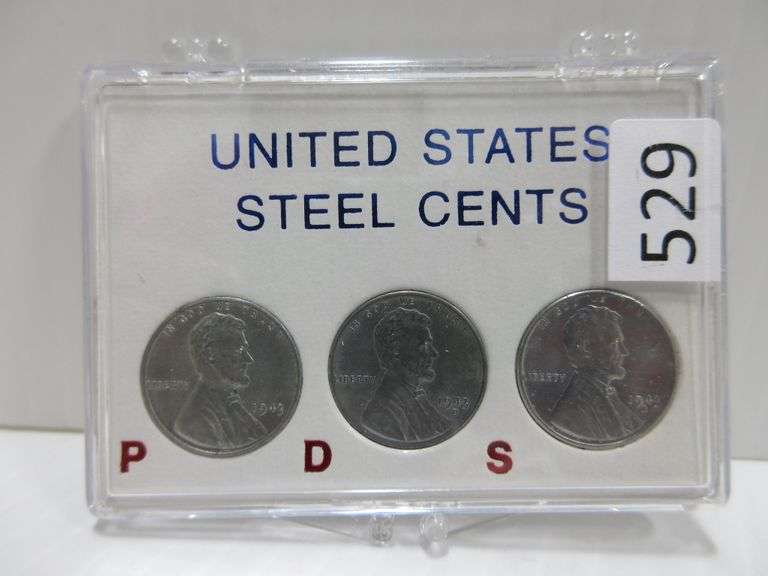 Steel 1943 Penny Set, All Three Mint Marks - Albrecht Auction Service