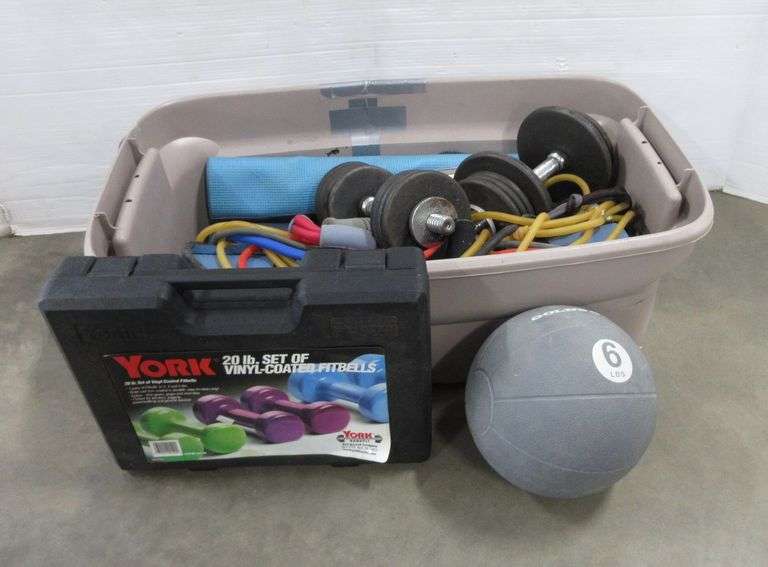 Misc. Exercise Equipment, Including: York Vinyl Coated Fitbells; Set of ...