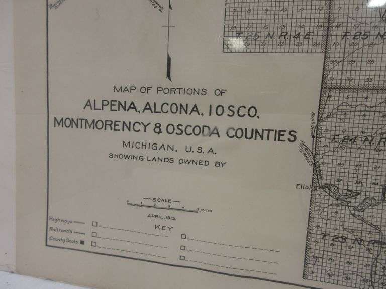 Matted Plat Map of Alpena, Alcona, Iosco, Oscoda and Montmorency ...
