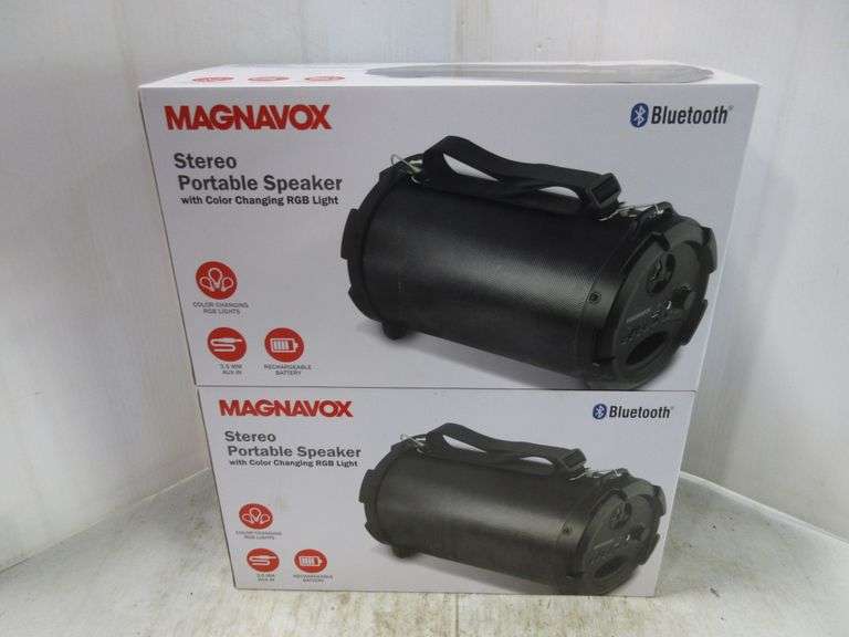 (2) Magnavox Bluetooth Portable Speakers with Decorative Color Changing ...