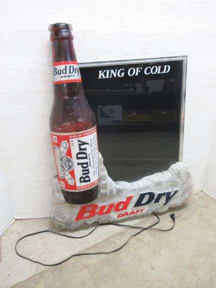 Bud Dry Lighted Dry Erase Board Sign, Bottle and Ice Both Light Up ...
