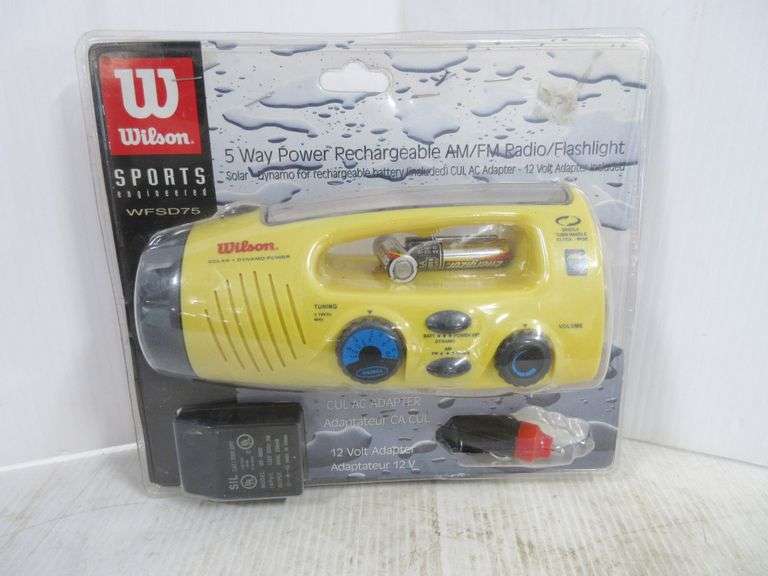 AM/FM Radio with Flashlight Five-Way Power, Solar/Crank/Battery/12 V ...