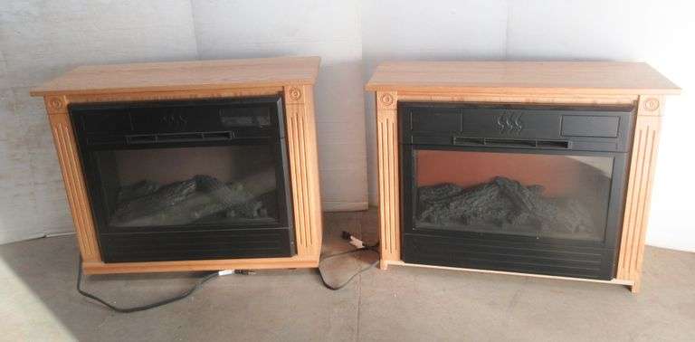 (2) Heat Surge Amish Made Electric Fireplace Heaters in Light Oak ...