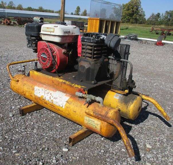 Gas portable air compressor job site, 5.5 HP Honda engine, has wear ...